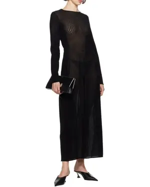 JEAN PAUL GAULTIER Pinstripe Sheer Mesh Midi Dress