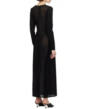 JEAN PAUL GAULTIER Pinstripe Sheer Mesh Midi Dress