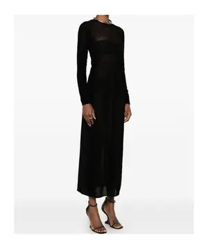 JEAN PAUL GAULTIER Pinstripe Sheer Mesh Midi Dress