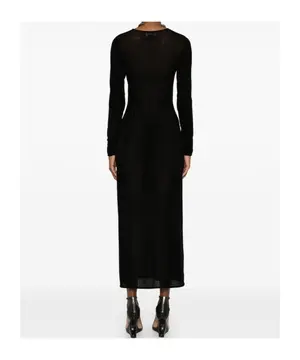 JEAN PAUL GAULTIER Pinstripe Sheer Mesh Midi Dress