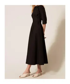 TWINSET Belted Poplin Midi Dress