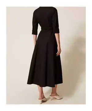 TWINSET Belted Poplin Midi Dress