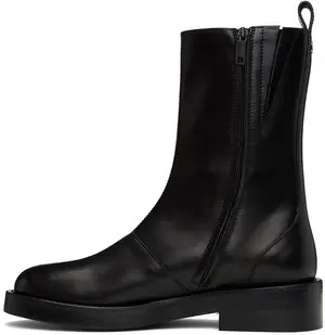 COURREGES Stretch Leather Boots With Embossed Logo And Side Zippers