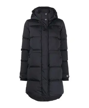 Woolrich Hooded Down Jacket With Zip And Button Details - Black