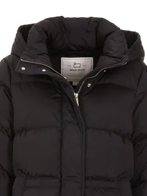 Woolrich Hooded Down Jacket With Zip And Button Details