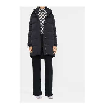 Woolrich Hooded Down Jacket With Zip And Button Details