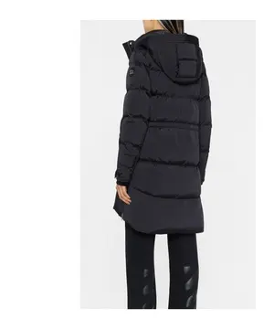 Woolrich Hooded Down Jacket With Zip And Button Details