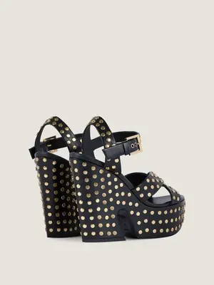 Givenchy Leather Platform Clogs With Stud Embellishments