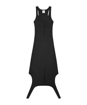 COURREGES Button-front Ribbed Dress - Black