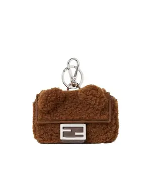 Fendi Dark Brown Shearling Charm Brown