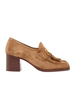 Valentino Garavani Vlogo Signature Loafer Pump 60mm Block Heel - Brown