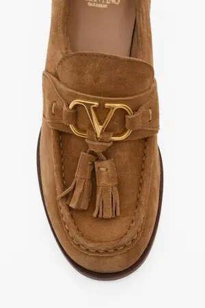 Valentino Garavani Vlogo Signature Loafer Pump 60mm Block Heel - Brown