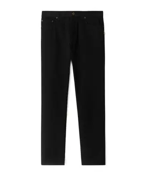 Burberry Slim Fit Jeans With Equestrian Rider Graphic Suede Patch - Black