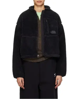 The North Face Logo Embroidered Zip Up Fleece Jacket
