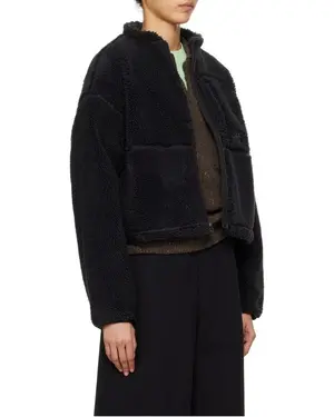 The North Face Logo Embroidered Zip Up Fleece Jacket