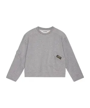 GANNI Crewneck Oversized Sweatshirt With Asymmetrical Pockets