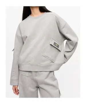 GANNI Crewneck Oversized Sweatshirt With Asymmetrical Pockets