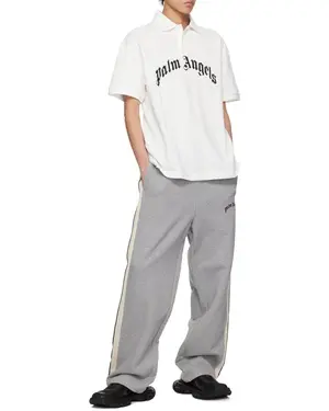 Palm Angels Curved Logo Embroidered Polo Shirt