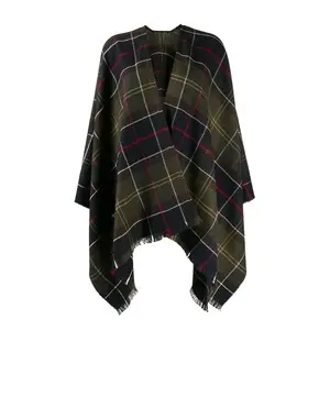 Barbour Tartan Fringed Edge Shawl - Green