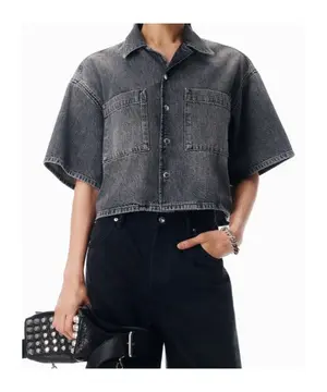 Alexander Wang Cropped Boxy Short-sleeve Shirt