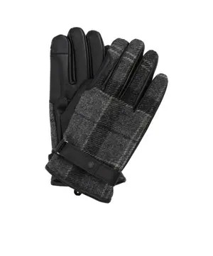 Barbour Leather-panelled Tweed Gloves - Black