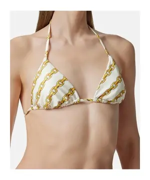 Versace Logo Triangle-cup Tie-fastened Bikini Top