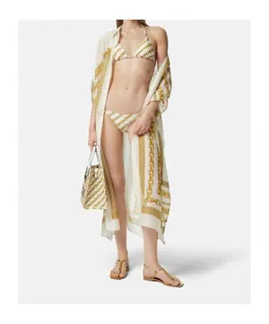 Versace Logo Triangle-cup Tie-fastened Bikini Top