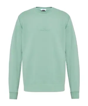 Stone Island Logo Embroidered Crewneck Sweatshirt - Green