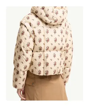 Moncler Torcol Hooded Floral Print Down Jacket