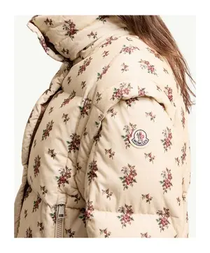 Moncler Torcol Hooded Floral Print Down Jacket