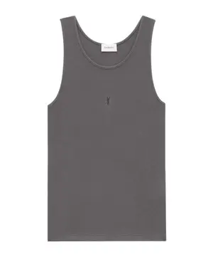 Saint Laurent Saint Laurent Cassandre Ribbed Tank Top Anthracite