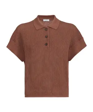 Brunello Cucinelli Ribbed Knit Polo Shirt