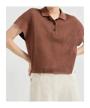 Brunello Cucinelli Ribbed Knit Polo Shirt