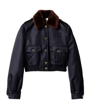 Miu Miu Embroidered Cropped Jacket - Blue