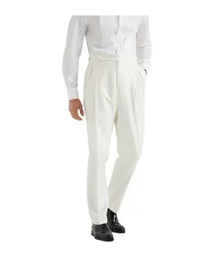 Brunello Cucinelli Pleat-detail Tuxedo Trousers - Off White