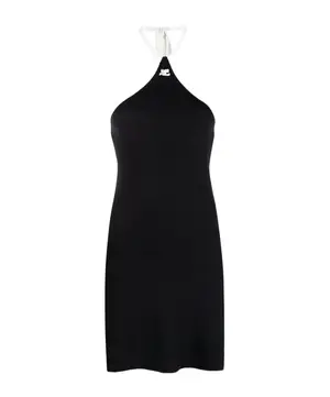 COURREGES Logo-embroidered Halterneck Dress
