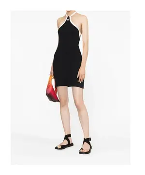COURREGES Logo-embroidered Halterneck Dress