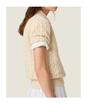 Miu Miu Cotton Crochet Knit Polo Shirt