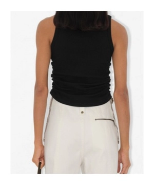 Burberry Ribbed Tank Top With Check Buckle Detail - Black