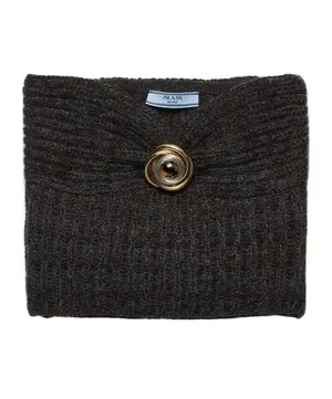 Prada Wool And Cashmere Bandeau Top With Brooch - Black