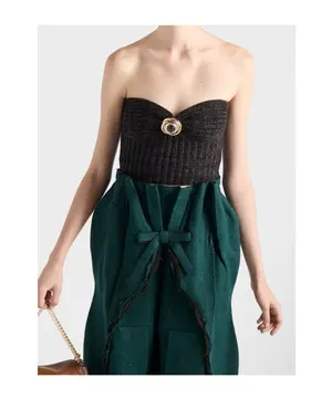 Prada Wool And Cashmere Bandeau Top With Brooch