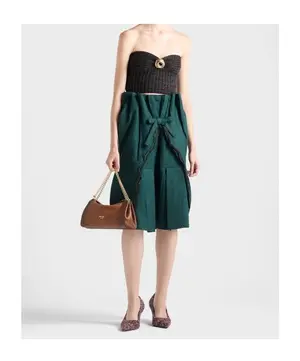 Prada Wool And Cashmere Bandeau Top With Brooch