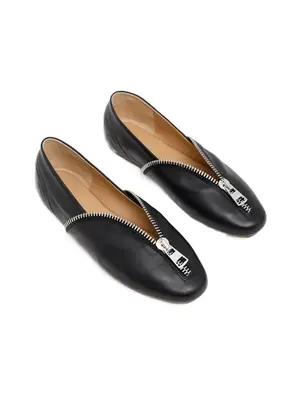 J.W.ANDERSON Leather Ballerinas With Biker Zip