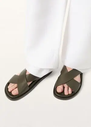 Loro Piana Riviera Slide Walk Sandals - Cedar Green