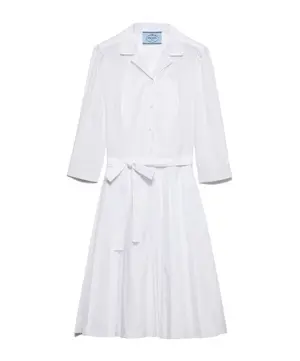 Prada Pleated Poplin Shirt Dress - White