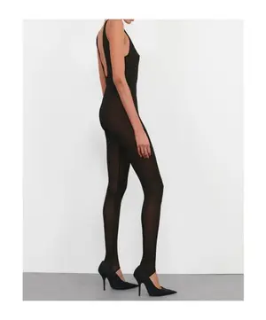 Wardrobe.NYC Sheer Tights With Riding Breeches Style Legs