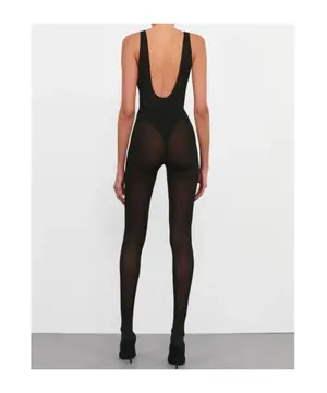 Wardrobe.NYC Sheer Tights With Riding Breeches Style Legs