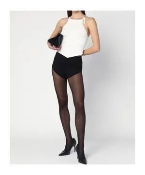 COURREGES Ribbed Top With Asymmetrical Hem And Buckle Detail - White