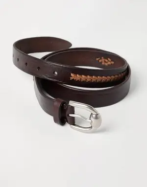 Brunello Cucinelli Braided Leather Belt With Metal Buckle