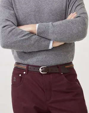 Brunello Cucinelli Braided Leather Belt With Metal Buckle